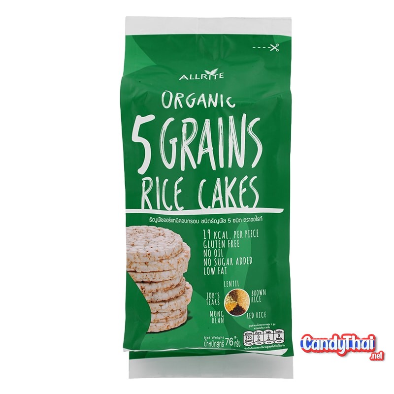 Allrite Organic Rice Cakes 5 Grains 76g. - Candy Thai