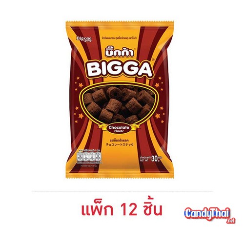 Bigka, crispy corn, chocolate flavor 30 grams (12 pack) - Candy Thai