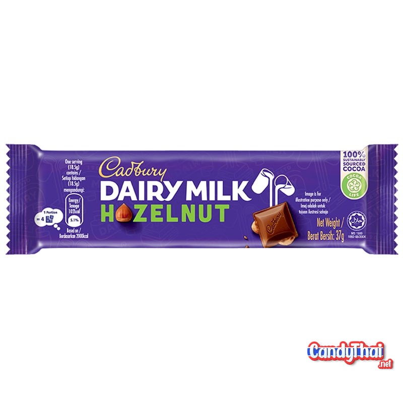 Cadbury Dairy Milk Hazelnut Chocolate 37g. - Candy Thai Cadbury Dairy Milk Hazelnut Chocolate 37g. - Candy Thai