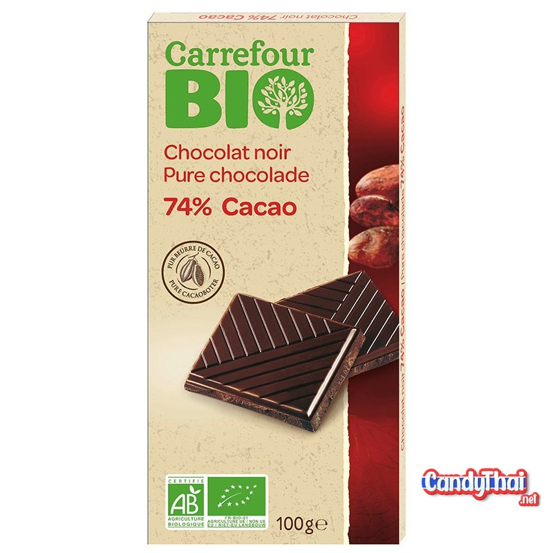 Carrefour Chocolat Noir 74Percent Cacao 100g. - Candy Thai