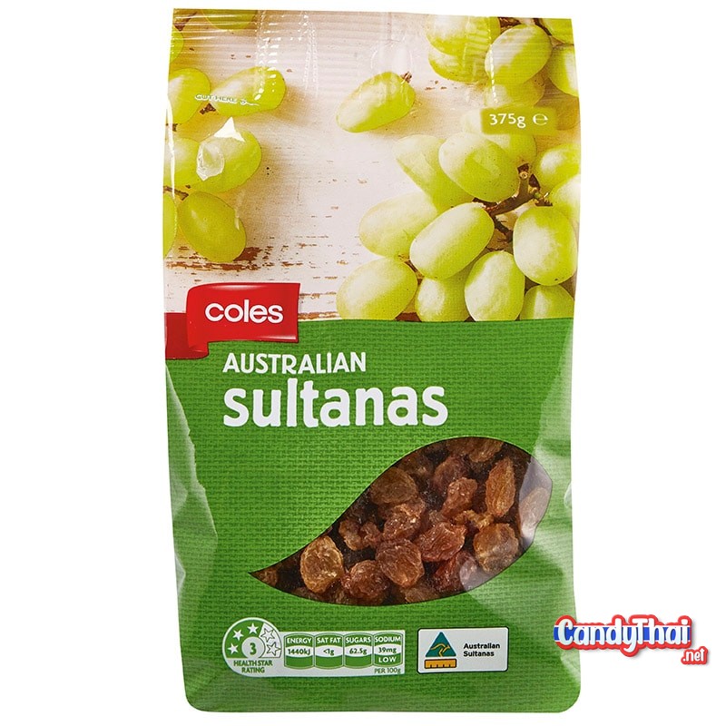 Coles Australian Sultanas 375g. - Candy Thai