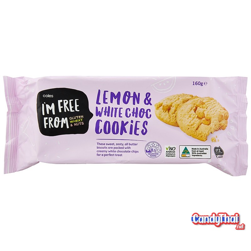 Coles Lemon and White Choc Cookies 160g. - Candy Thai