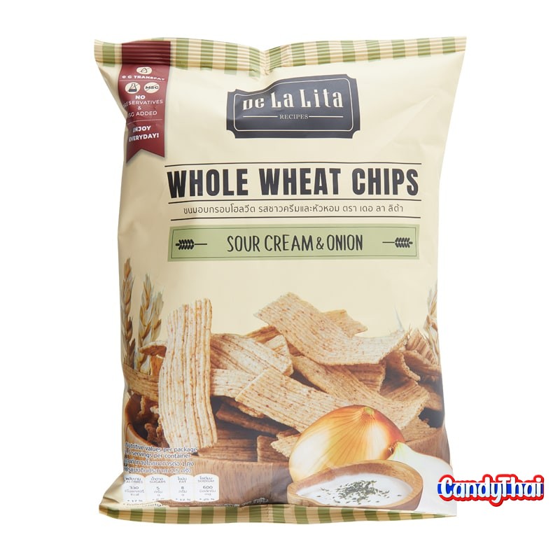 De La Lita Whole Wheat Chips Sour Cream and Onion 70g. - Candy Thai