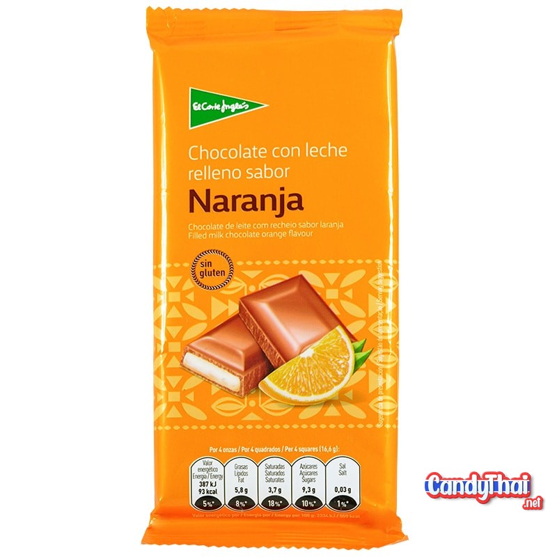 El Corte Ingles Naranja Chocolate Con Leche Relleno Sabor 100g. - Candy ...