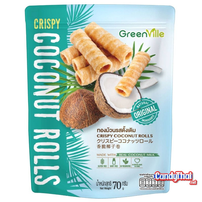 Greenville Coconut Rolls Original Flavor 70g. - Candy Thai