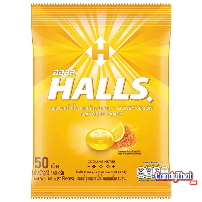 Halls Honey Lemon Flavored Candy 50pieces 140g. - Candy Thai