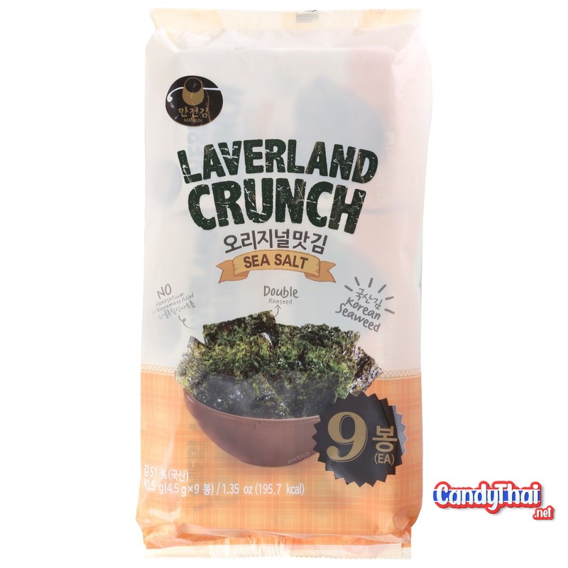 Leverland Crunch Sea Salt Seaweed 4.5g. Pack 9 - Candy Thai