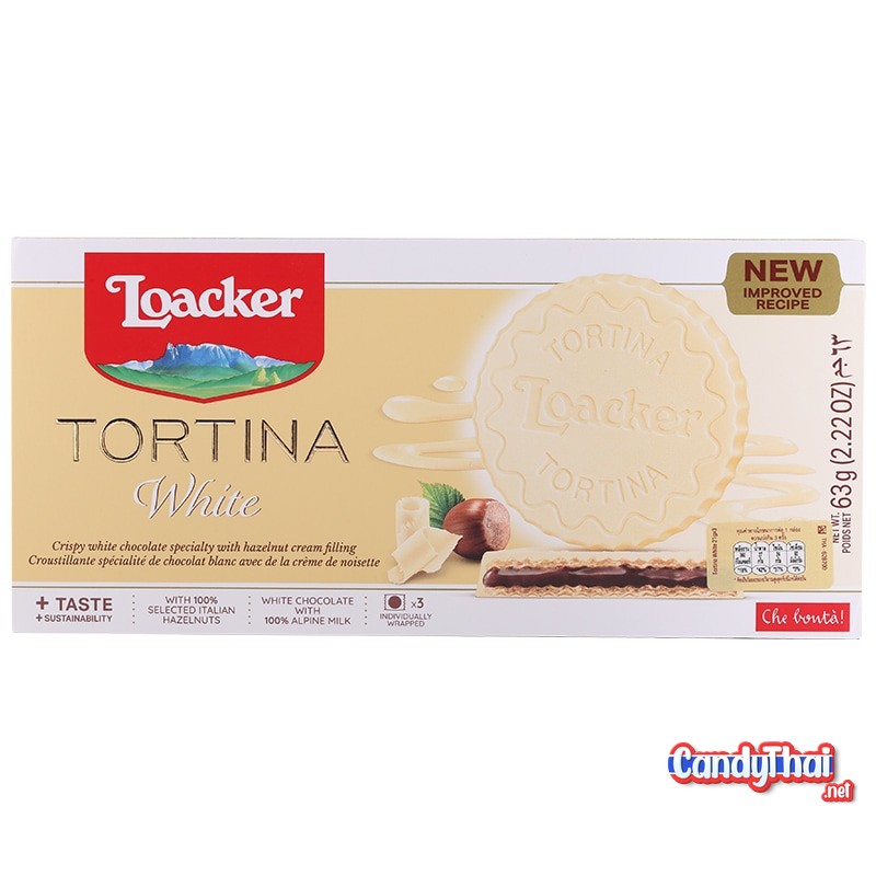 Loacker Tortina White Milk Chocolate Filled with Hazelnut Cream and ...