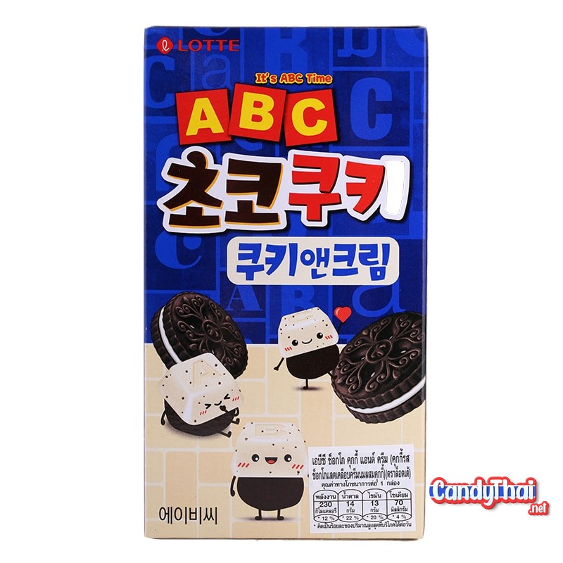 Lotte ABC Choco Cookie and Cream 43g. - Candy Thai