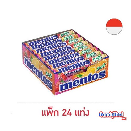 Mentos, Fruit candy, 37 grams (24 bars pack) - Candy Thai