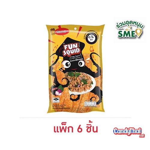 Square teeth, baked squid, spicy 12 grams (6 pieces) - Candy Thai