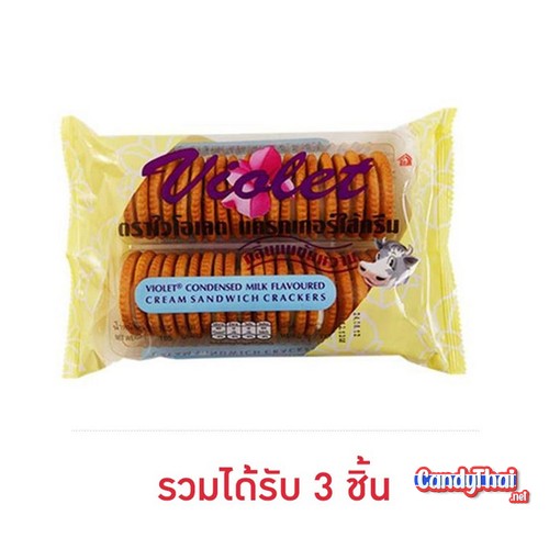Violet, cracker, condensed milk filling 165 grams - Candy Thai