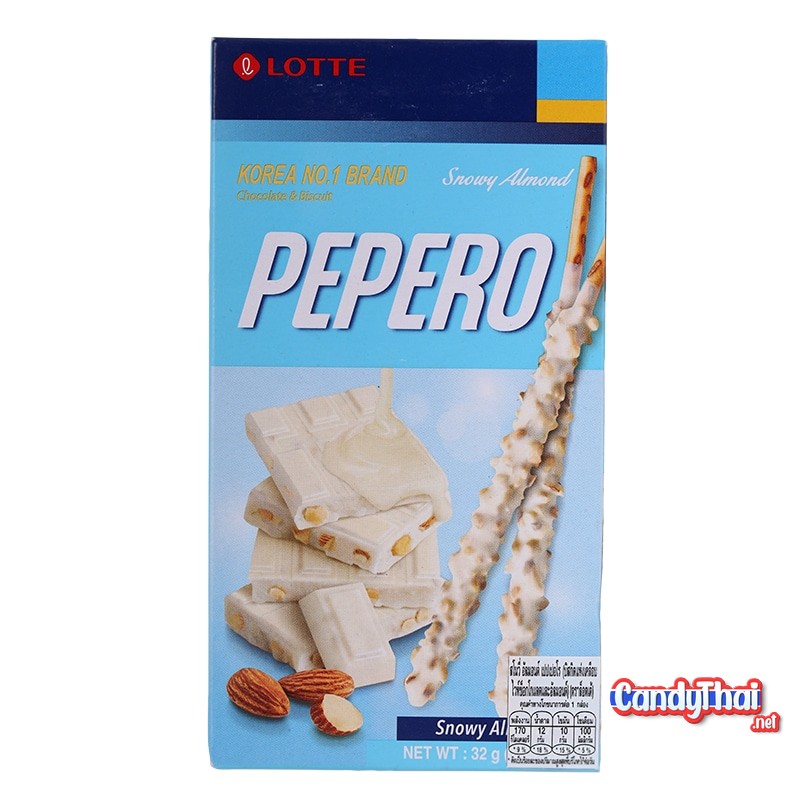 Lotte Snowy Almond Pepero Biscuits 32g. - Candy Thai